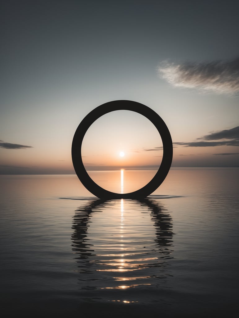 Premium Free ai Images | minimal simple black circle floating above the ...