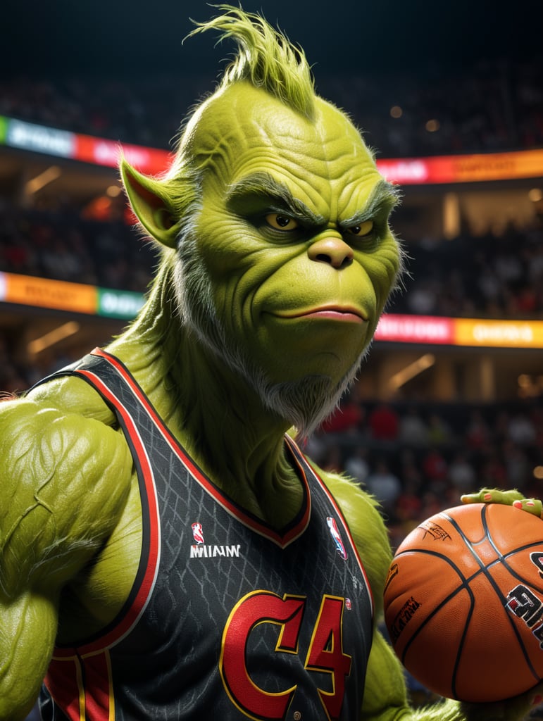 Premium Free ai Images | grinch wearing miami heat basketball jersey