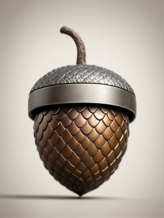 Premium Free ai Images | acorn made of metal