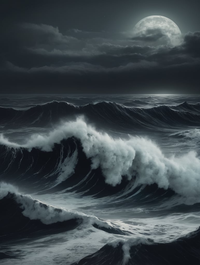 Premium Free ai Images | black seas at night tsunami