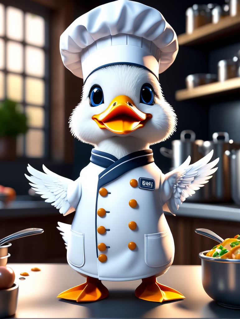 Premium Free ai Images | cute duck wearing chef uniform unreal engine ...