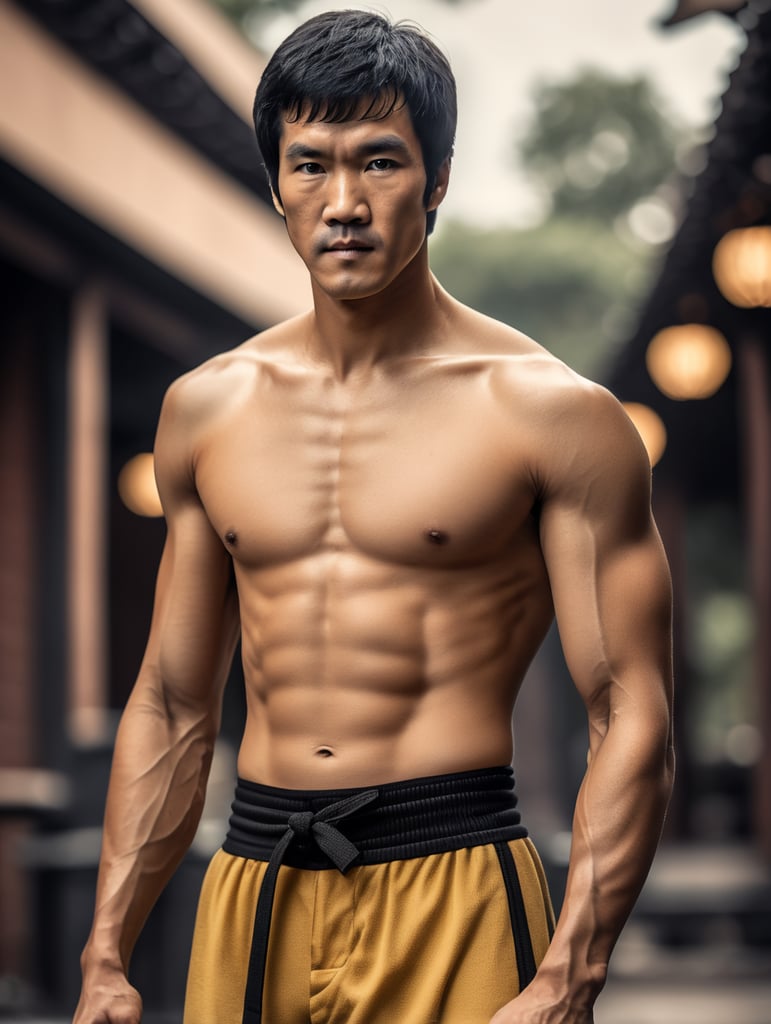 Premium Free ai Images | bruce lee standing looking at camera