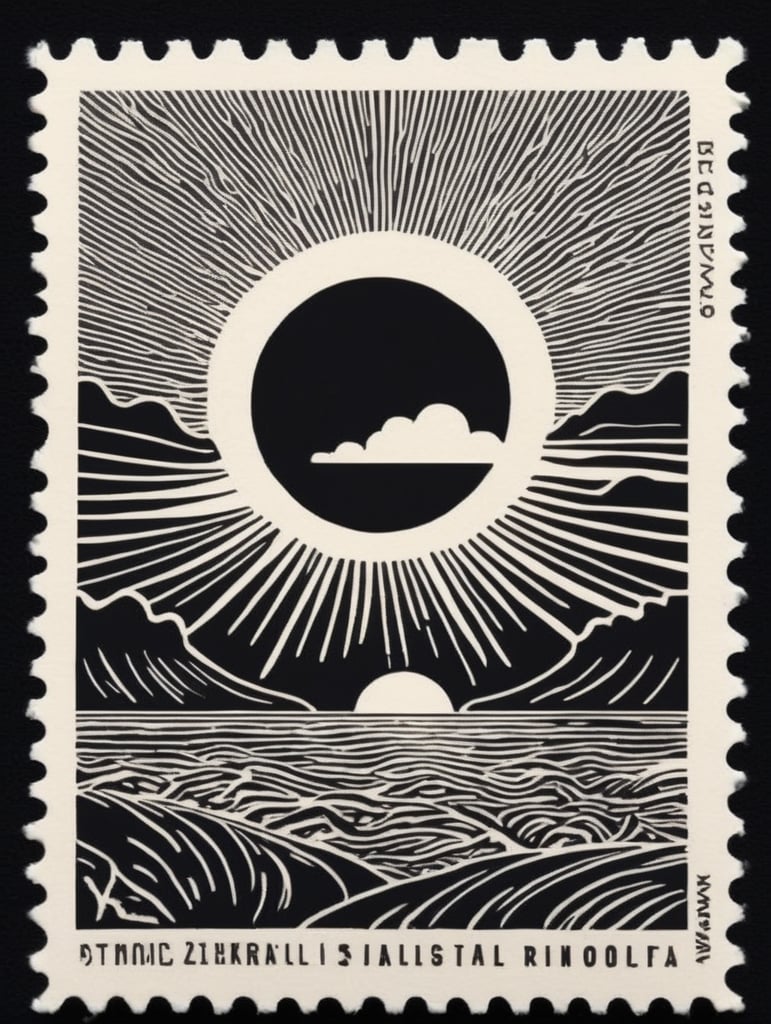 Premium Free ai Images | black and white linocut postage stamp angry ...