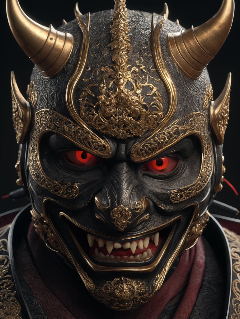 Premium Free ai Images | ninja samurai hannya mask portrait symmetric ...