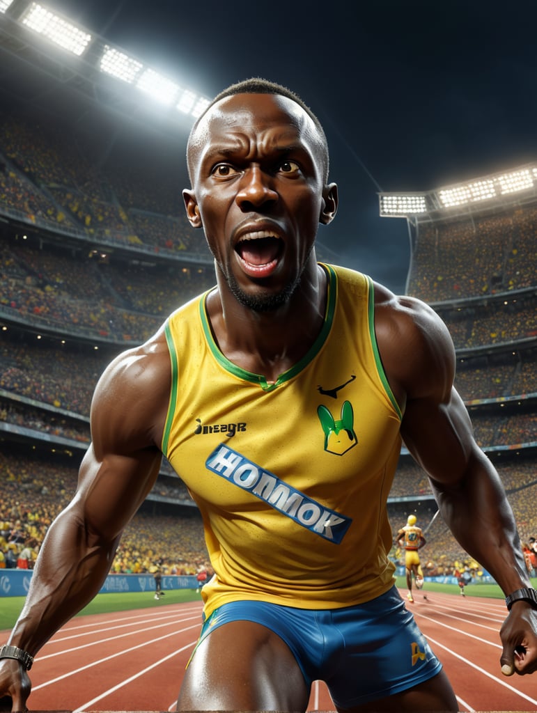 Premium Free ai Images | usain bolt as cartoon character such as mickey ...