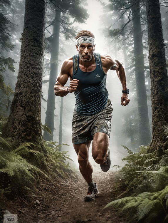 Premium Free ai Images | full body an elite trail runner running into ...