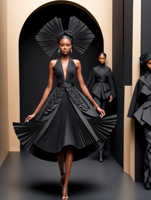 Premium Free ai Images | black woman model walking on fashion runway ...