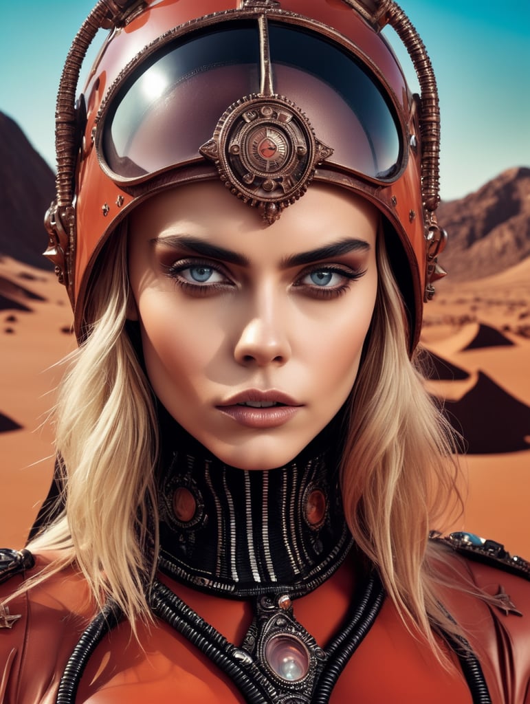 Premium Free ai Images | hr gigers cara delevingne in mars themed ...