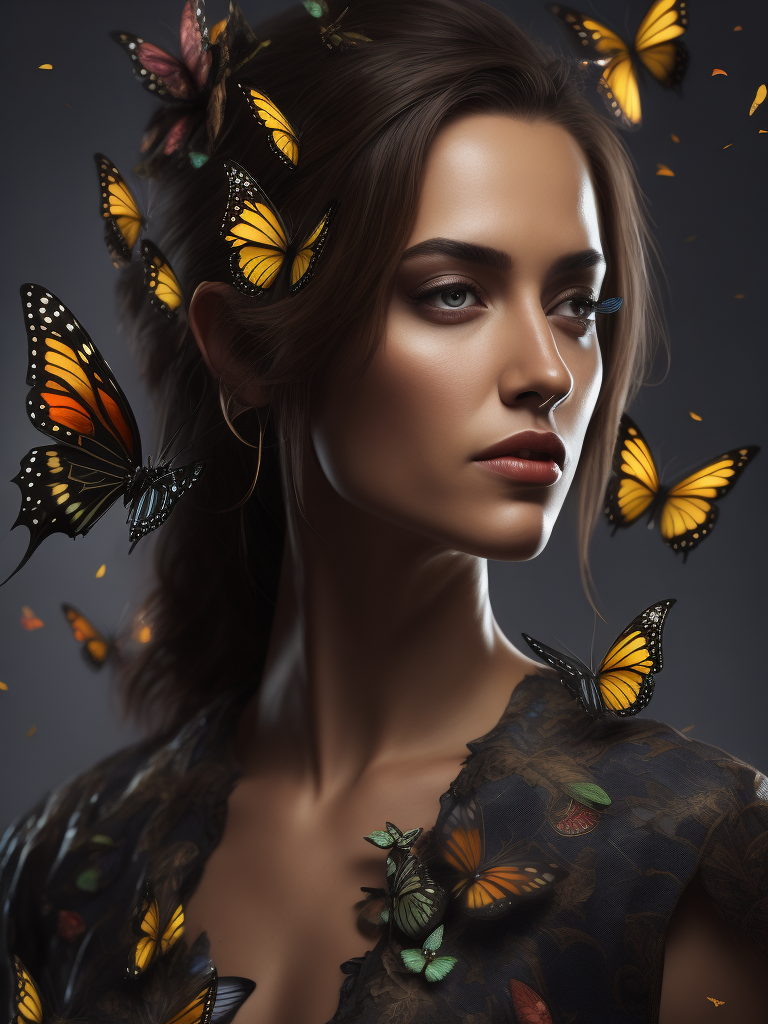Lumenor AI Image Generation - ladie with butterflies