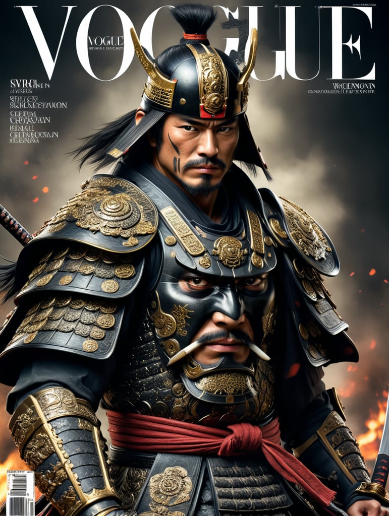 Premium Free ai Images | japanese samurai on the cover of vogue