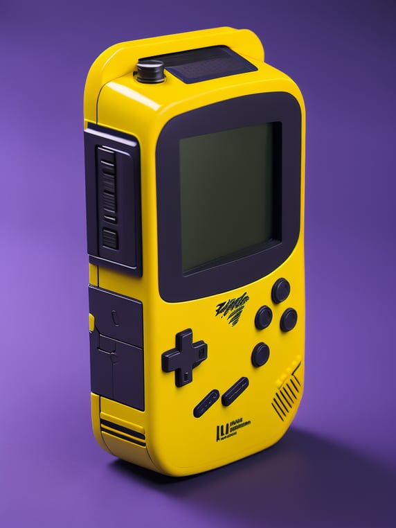 Premium Free ai Images | pixel retro tiny cute yellow game boy render ...