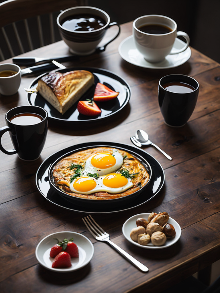 Premium Free ai Images | full breakfast table