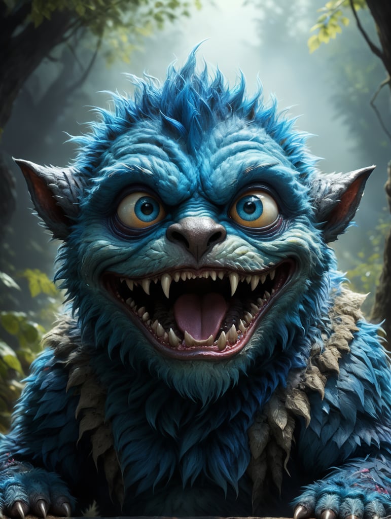 Premium Free ai Images | cute furry creature blue monster