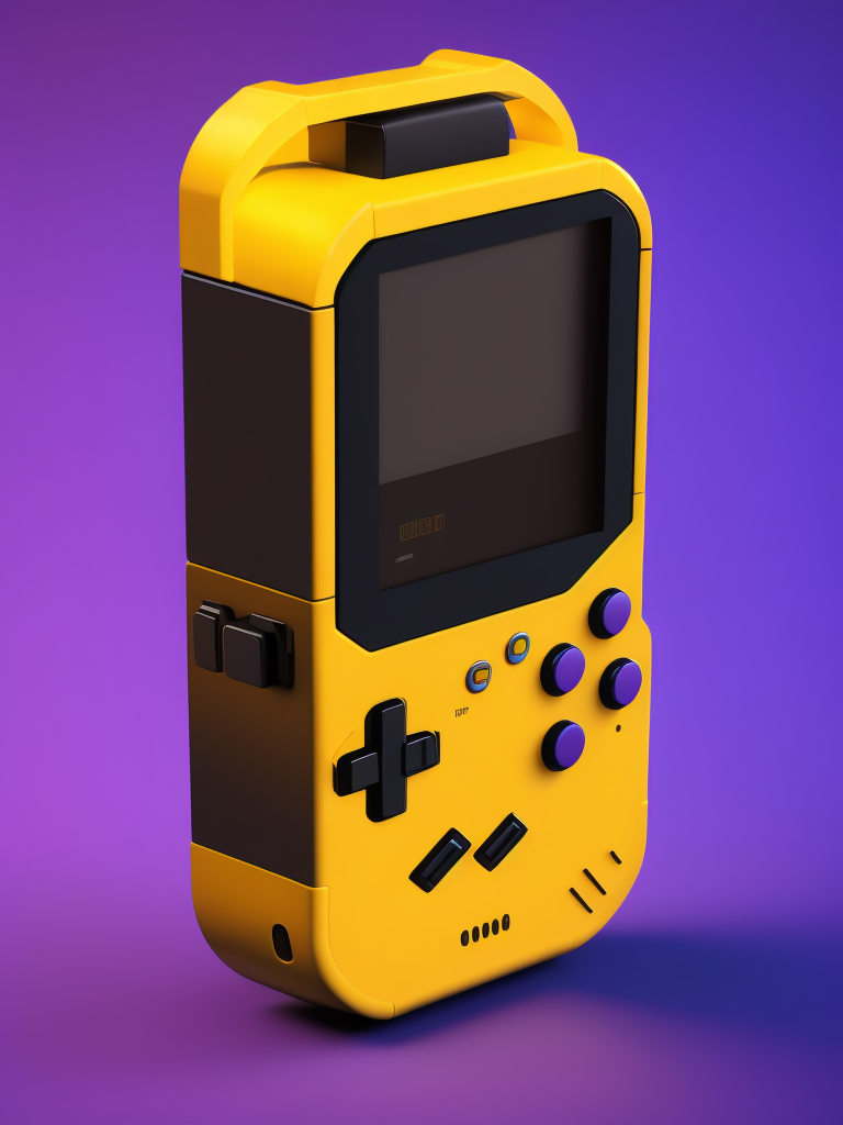 Premium Free ai Images | pixel retro tiny cute yellow game boy render ...