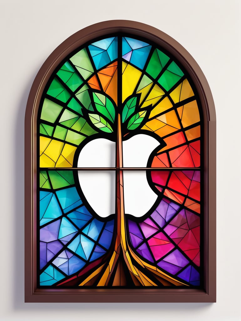 Premium Free ai Images | colorful stained window apple low poly ...