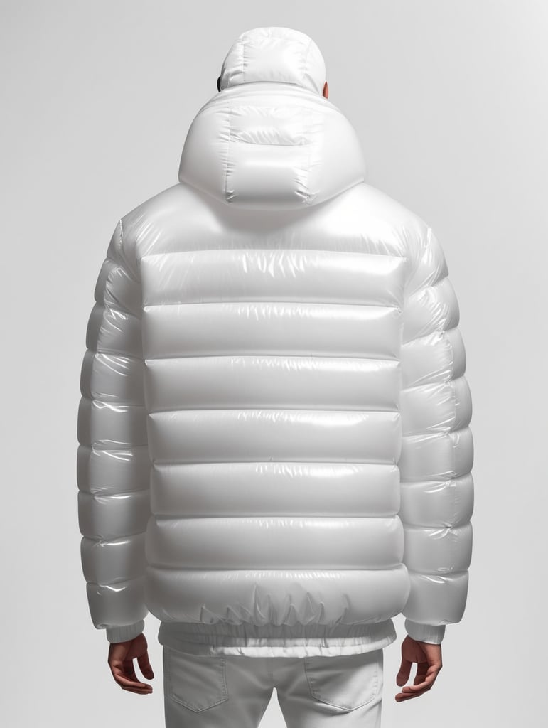 Premium Free ai Images | inflatable white minimalist mans puffer jacket ...