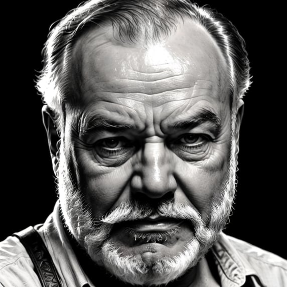 Premium Free ai Images | ernest hemingway portrait black and white in ...