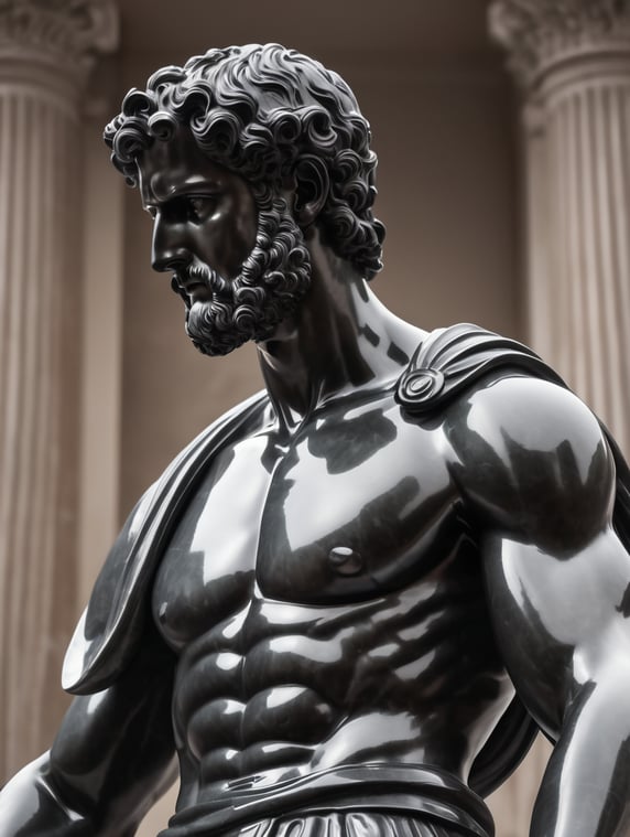 Premium Free ai Images | roman statue of man black marble transparent ...