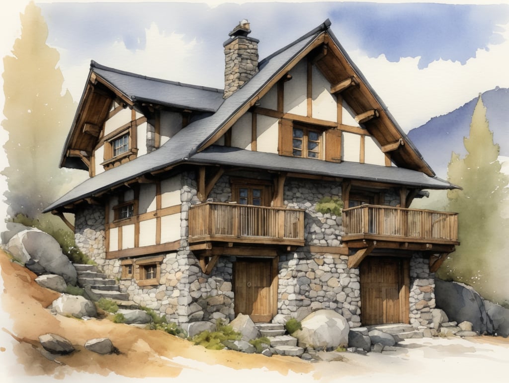 Premium Free ai Images | watercolour sketch of very small mountain ...