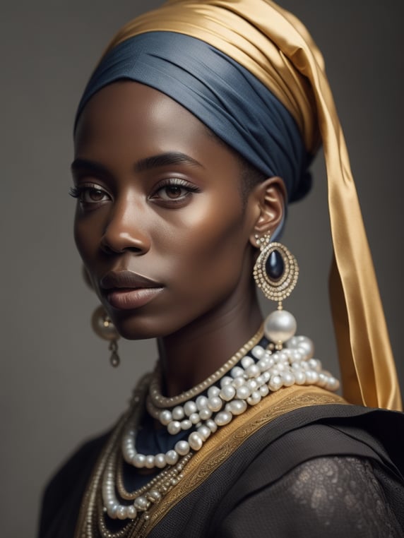 Premium Free ai Images | beautiful african princess with pearl earring ...