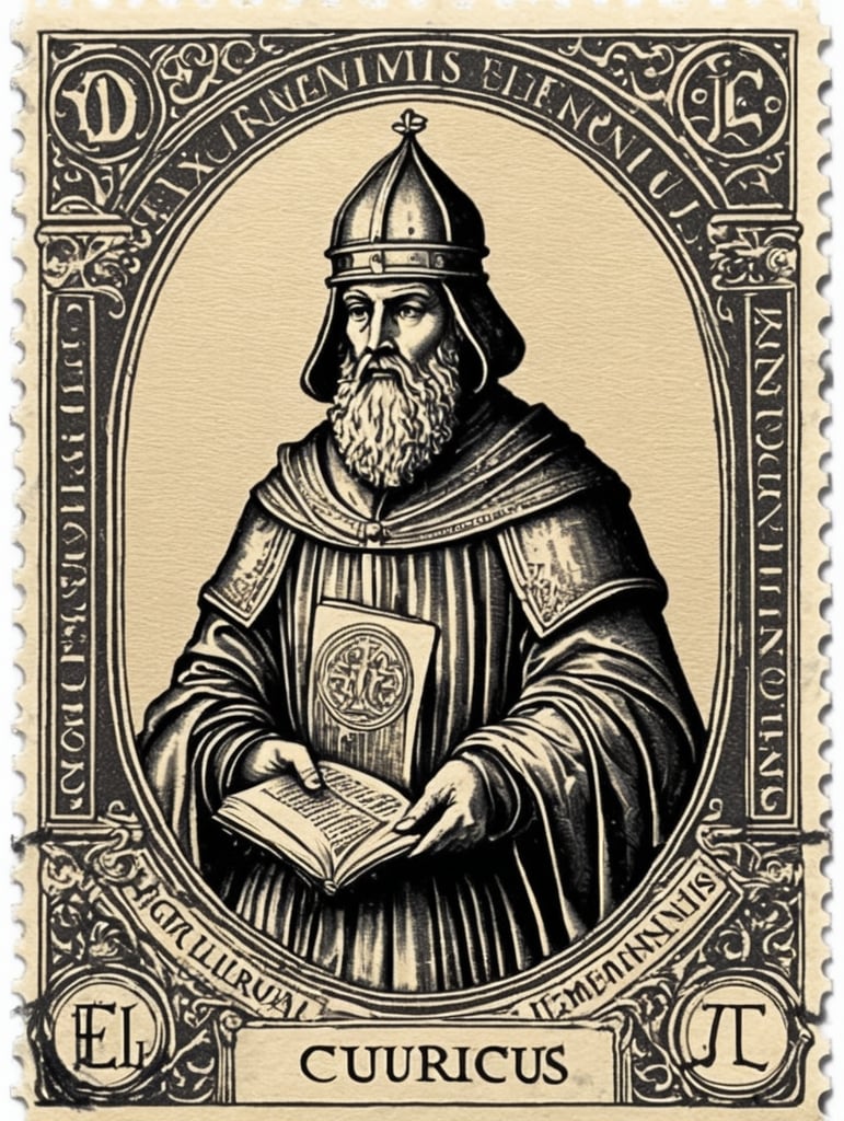 Premium Free ai Images | medieval style stamp ex libris œcumenius