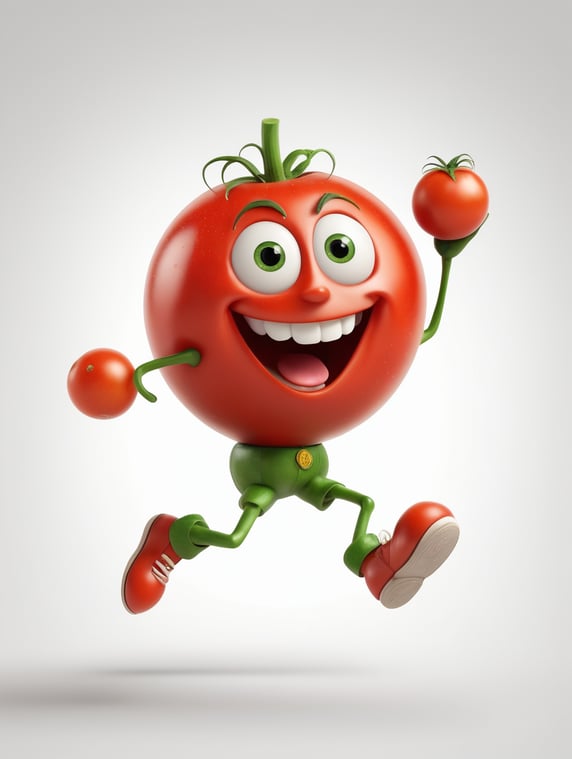 Premium Free ai Images | realistic happy round tomato dancing white ...