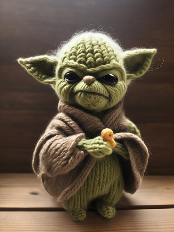 Premium Free ai Images | master yoda as knitted toy