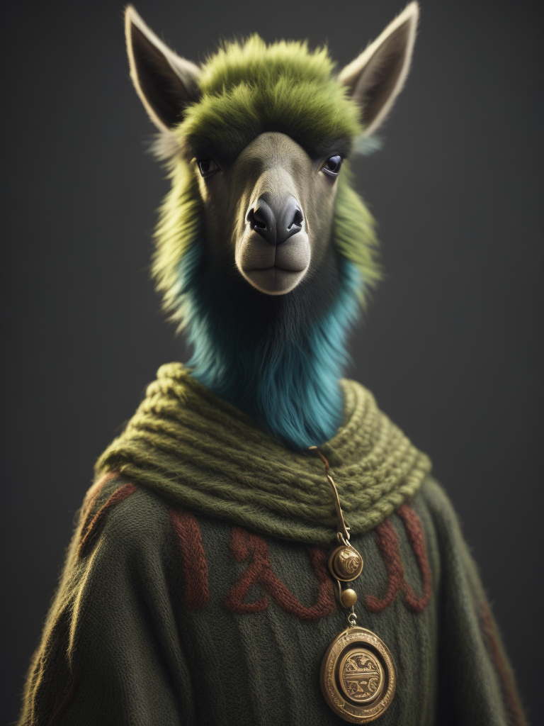 Premium Free ai Images | knitted green lama