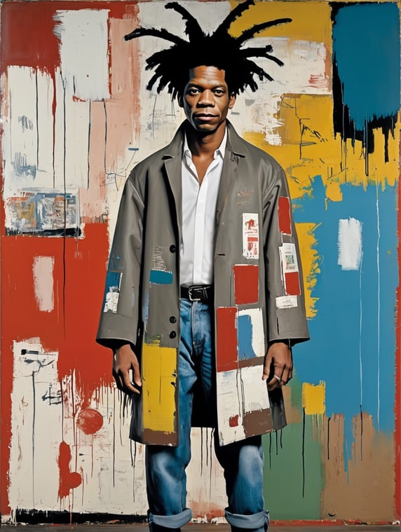 Premium Free ai Images | jean michel basquiat large coats of paint ...