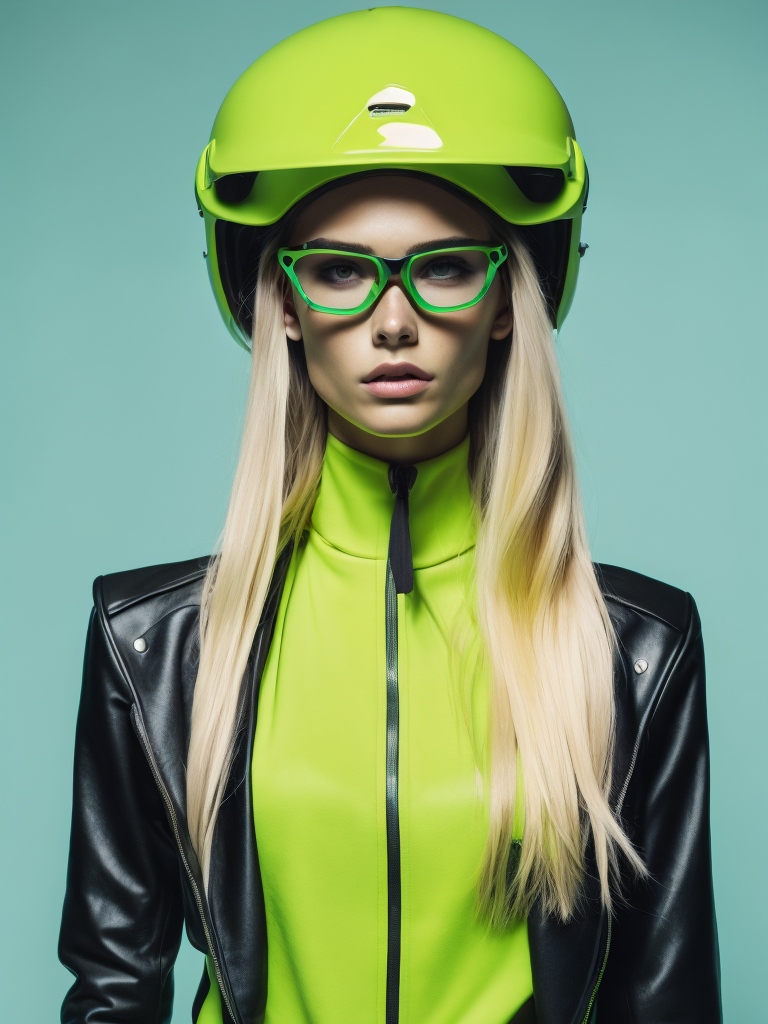 Premium Free ai Images | female supermodel years old wearing neon green ...
