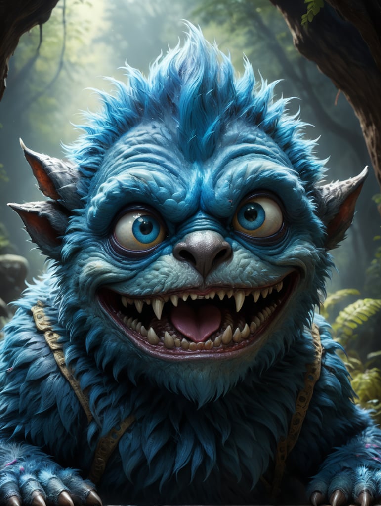 Premium Free ai Images | cute furry creature blue monster