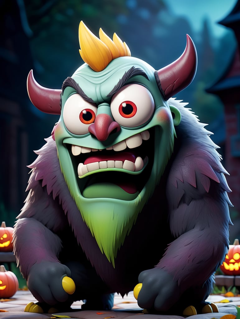 Premium Free ai Images | big evil monster halloween style red bloody ...