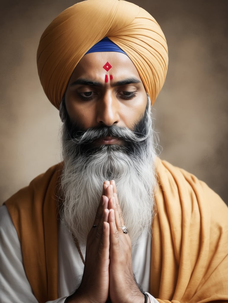 Premium Free ai Images | sikh saint contemplating