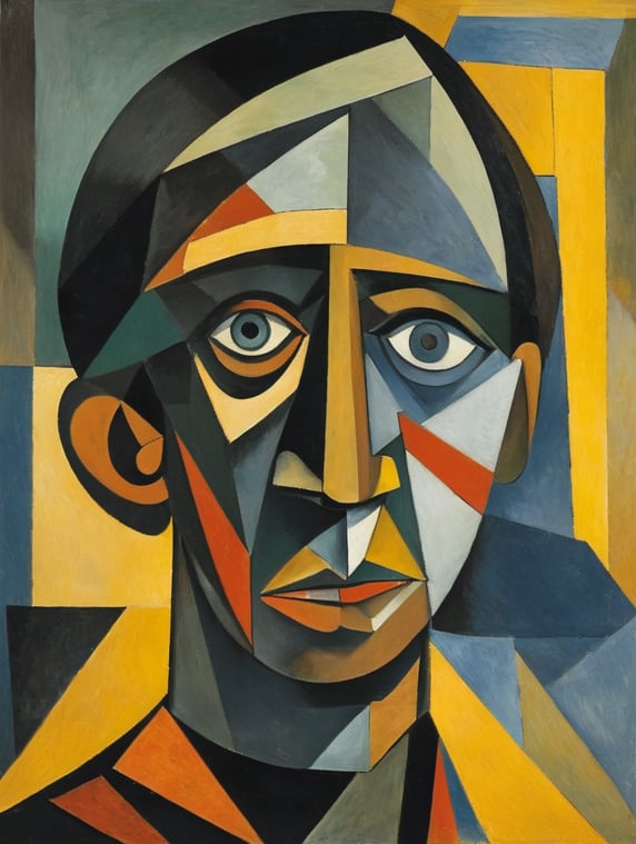 Premium Free ai Images | self portrait pf pablo picasso cubism