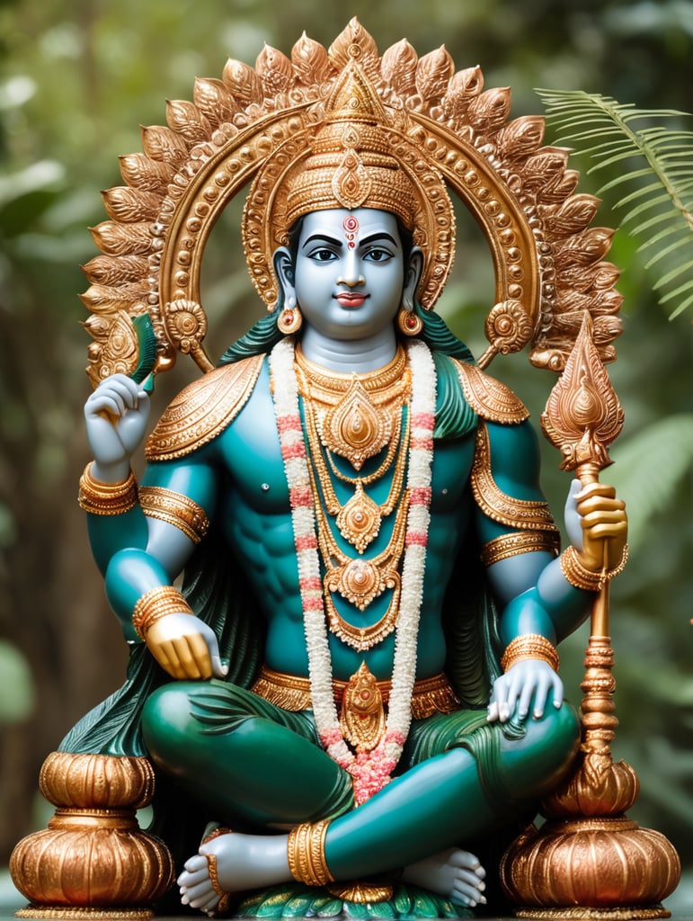 Premium Free ai Images | lord murugan stills sitting in peacock