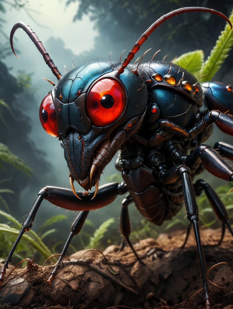 Premium Free ai Images | giant warrior ants with laser eyes