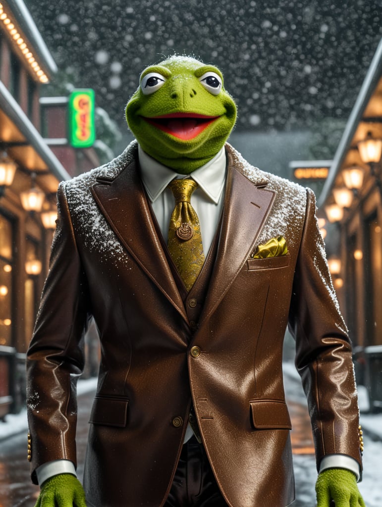 Premium Free ai Images | kermit the frog wearing brown gucci suit gucci ...