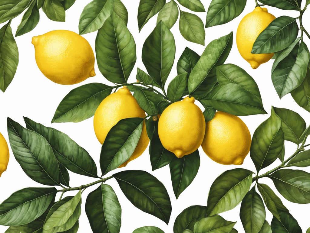 Premium Free ai Images | botanical art lemon print plant illustration ...