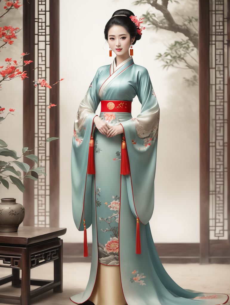 Premium Free ai Images | chinese traditional beautiful lady full body image