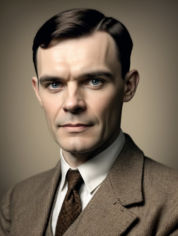 Premium Free ai Images | do portrait of alan turing as man of
