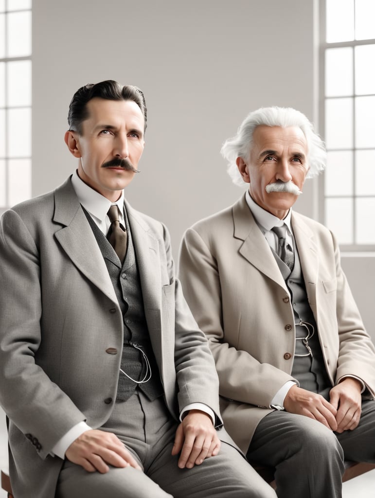Premium Free ai Images | portrait of nikola tesla and albert einstein ...
