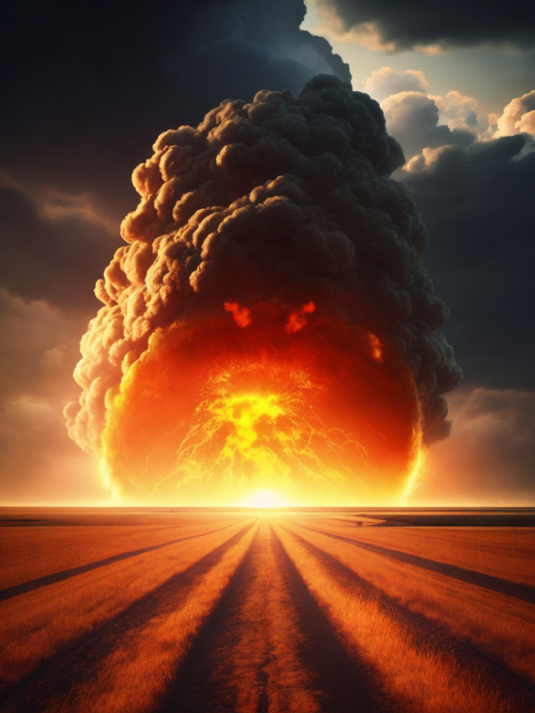 Premium Free ai Images | dramatic nuclear explosion empty field ...