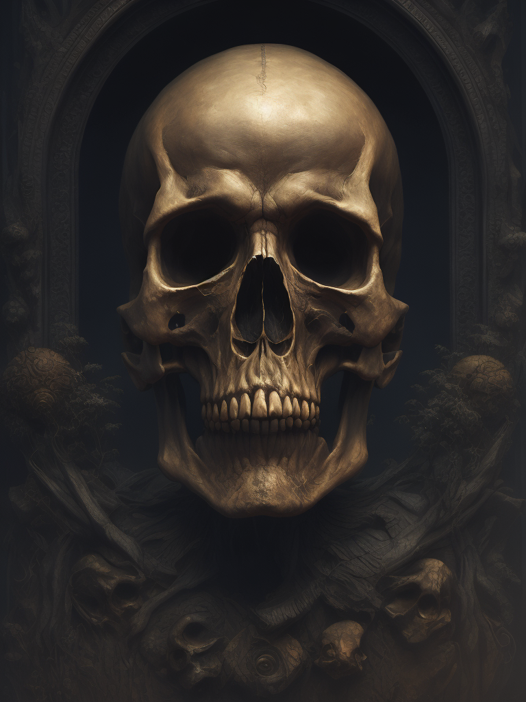 Lumenor AI Image Generation - skull painting by zdzisław beksinski