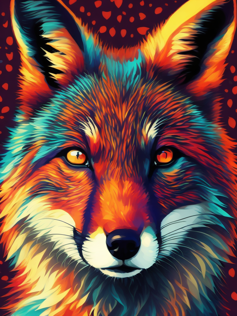 Premium Free ai Images | fox brightly patterned vivid saturated colors ...