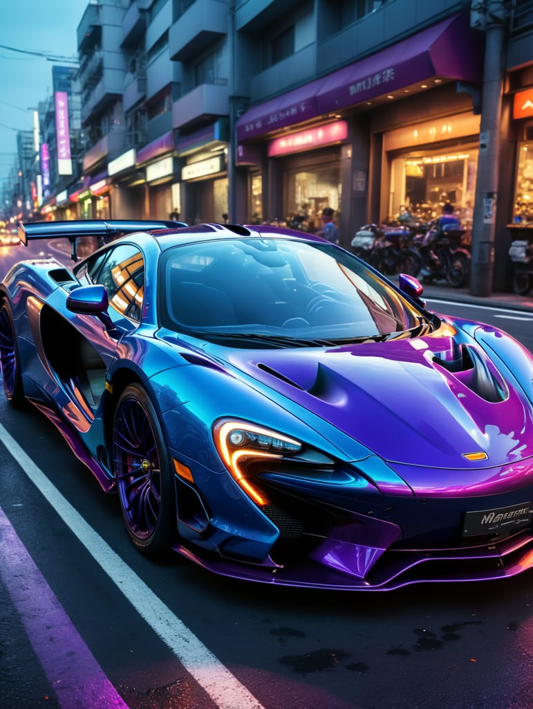 Premium Free ai Images | most beautiful blue and purple vibrant mclaren ...