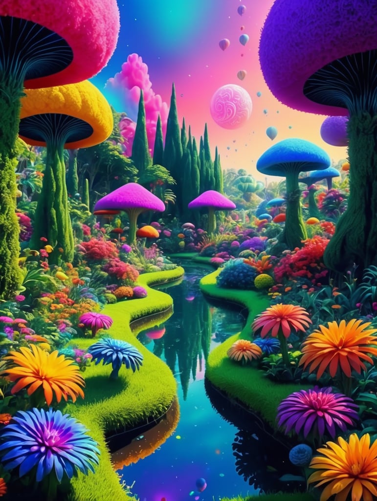 Premium Free ai Images | landscape where dreams meet algorithms lsd ...