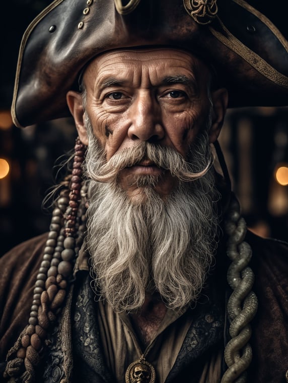 Premium Free ai Images | old pirate with octopus beard dark scene dark ...