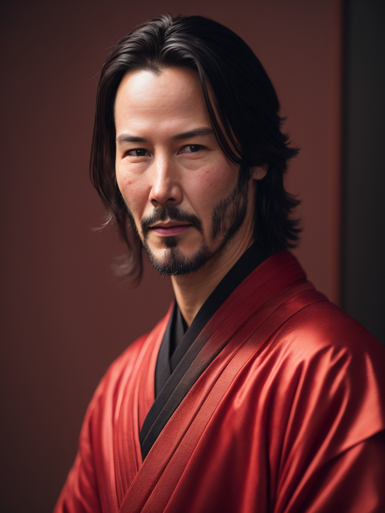 Premium Free ai Images | portrait of keanu reeves as samurai in red ...