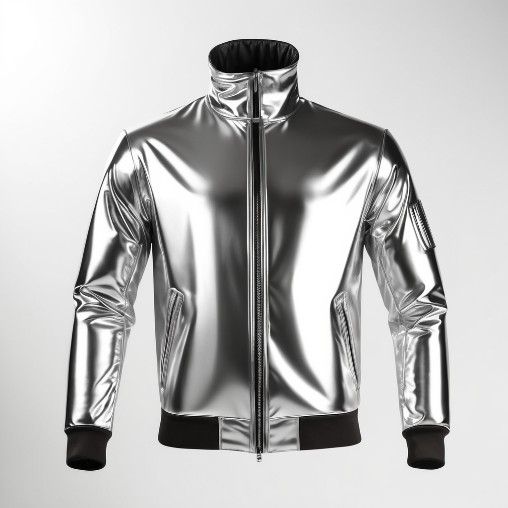 Premium Free ai Images | realistic photo of chrome shiny jacket on ...