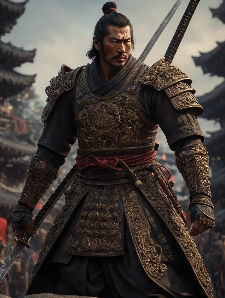 Premium Free ai Images | asian samurai tall skinny